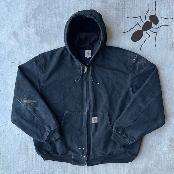 Carhartt | Jackets & Coats | Vintage Y2k Carhartt J31 Black Hooded Work ...